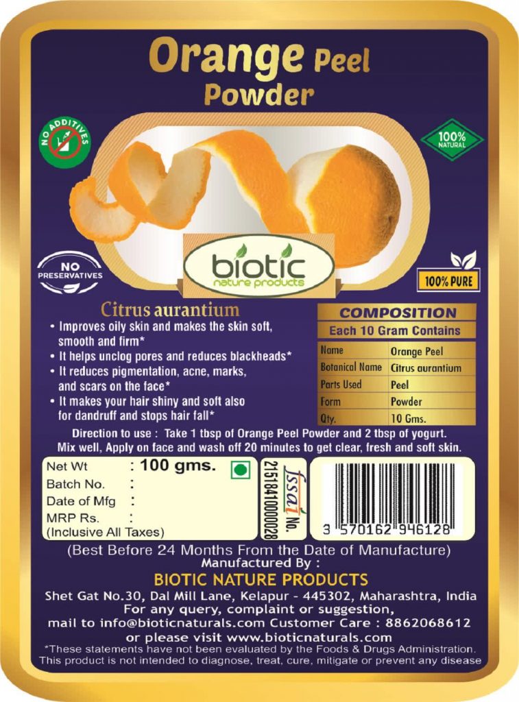 Buy Biotic Orange Peel Powder Online | Herbal Powder for Skin ...