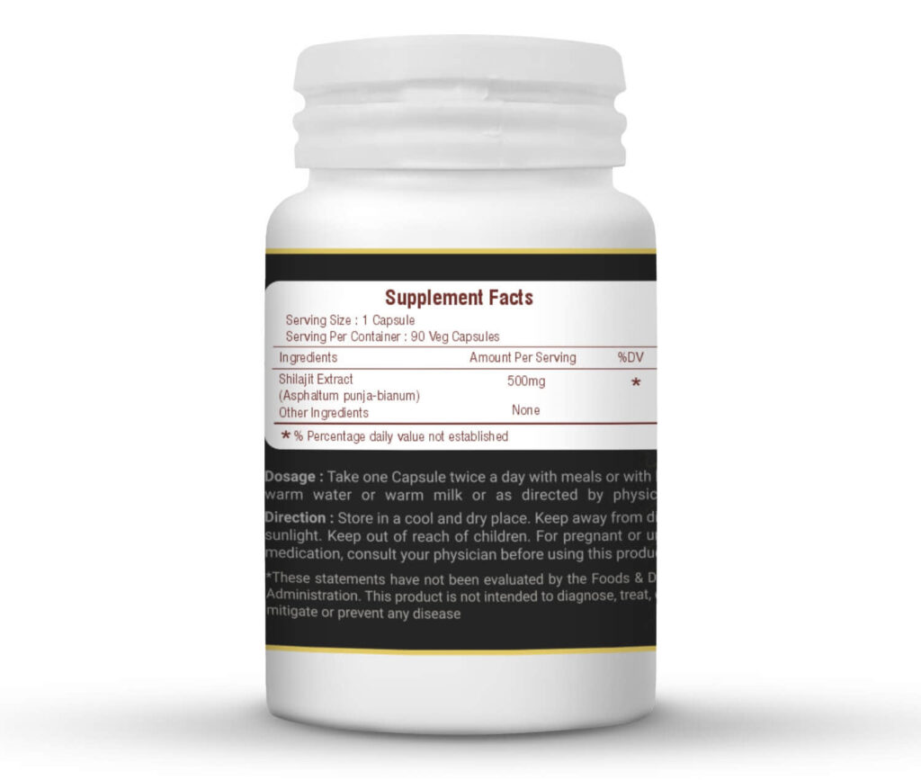 Shilajit Extract Capsules - 500mg - 90 Veg Capsules | Biotic Nature ...
