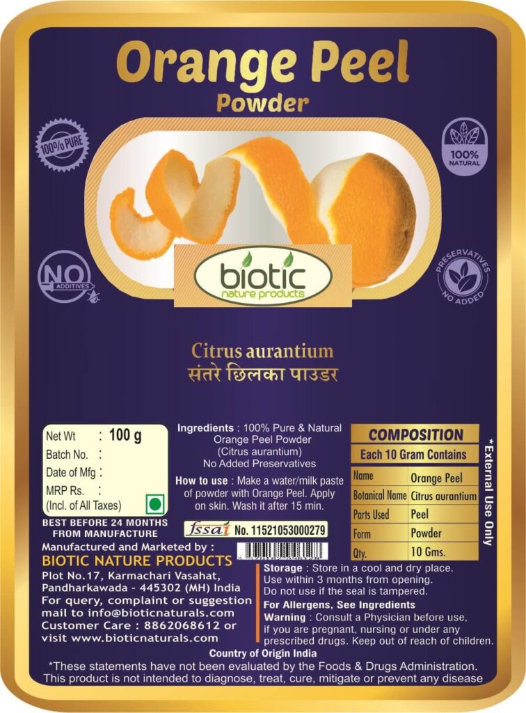Buy Biotic Orange Peel Powder Online | Herbal Powder for Skin ...