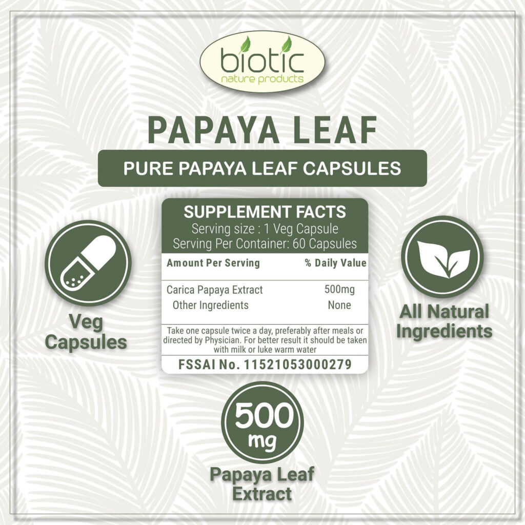 Buy Biotic Papaya Extract Capsules Online Dengue Malaria Immunity